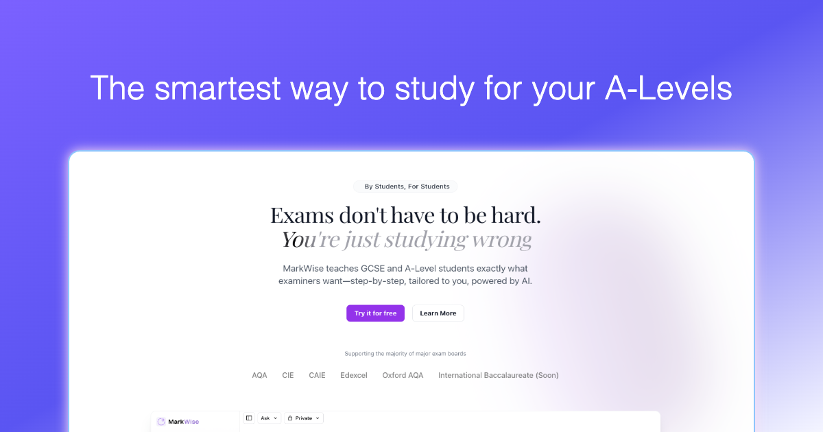 MarkWise - AI-Powered A-Level Revision Tool